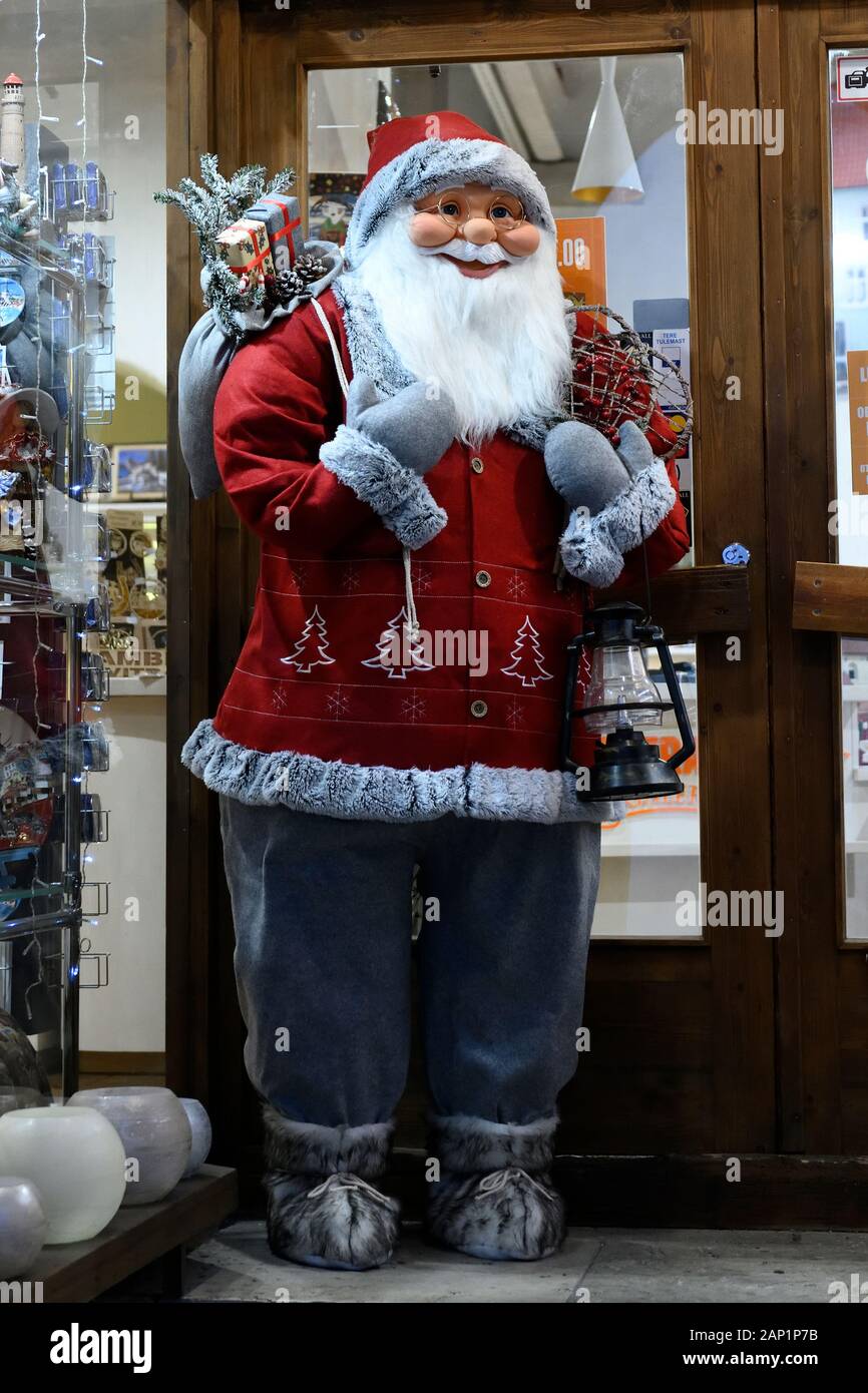 Lifelike Father Christmas or Santa mannequin in Tallinn, Estonia Stock ...