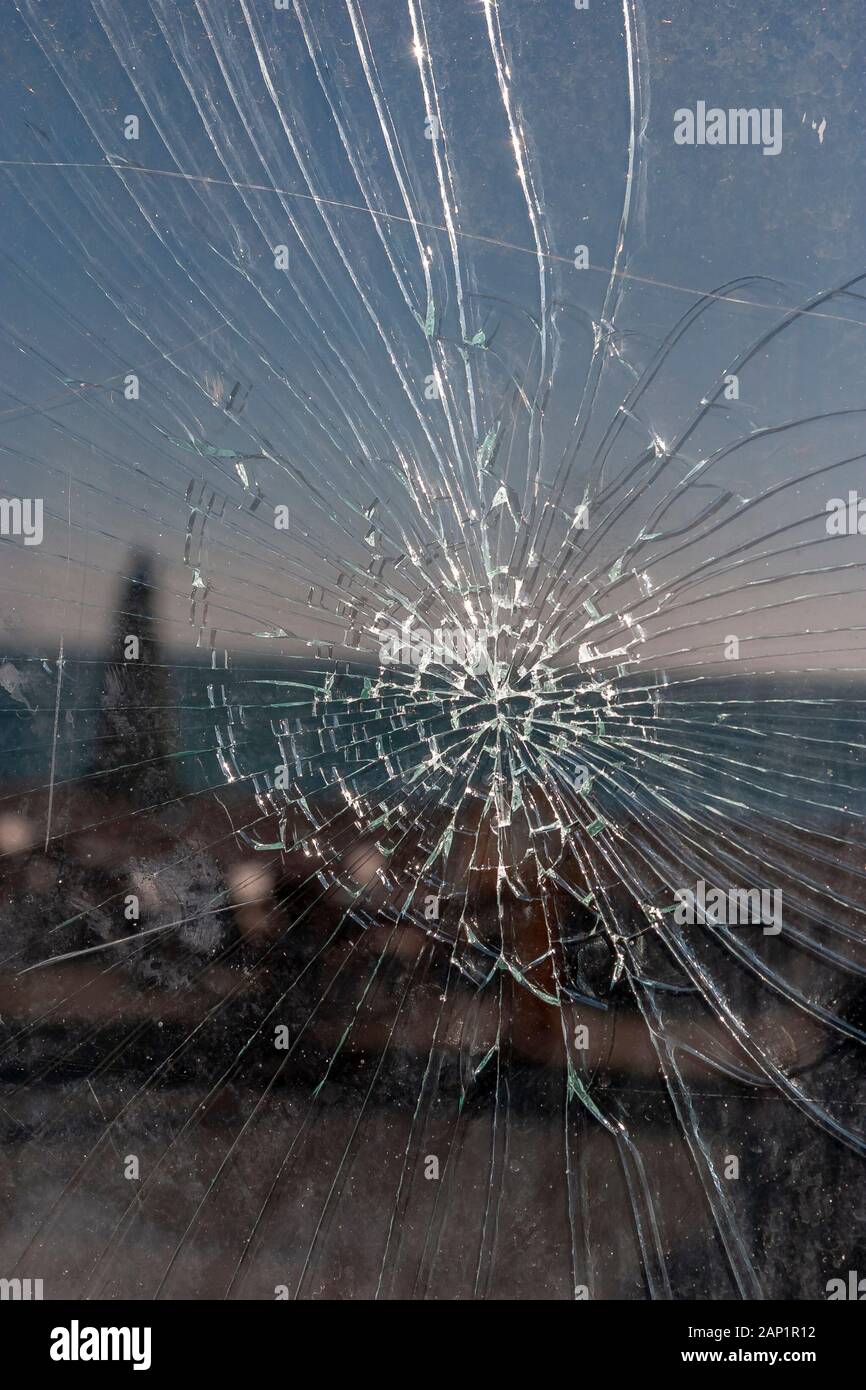 smashed glass in a window Stock Photo - Alamy