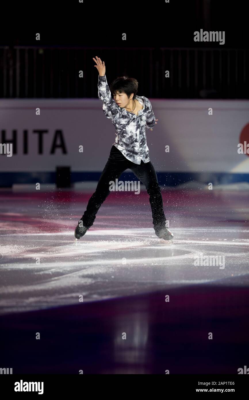 Shun Sato of Japan performs during exhibition gala at Palavela ice rink ...