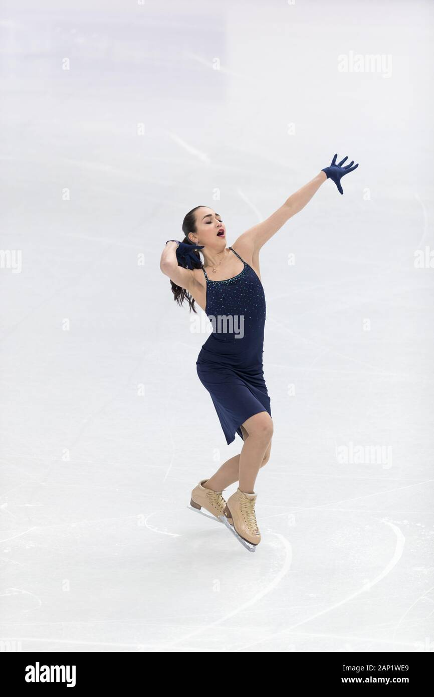 Elizaveta Khudaiberdieva and Andrey Filatov of Russia compete during ...