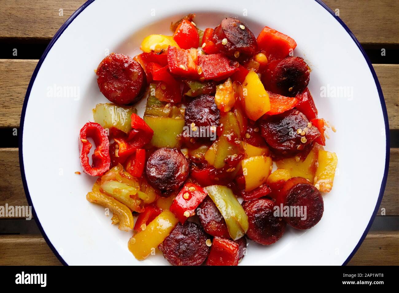 Greek Cuisine. Sausage and Peppers in Red Wine & Tomato Sauce ...