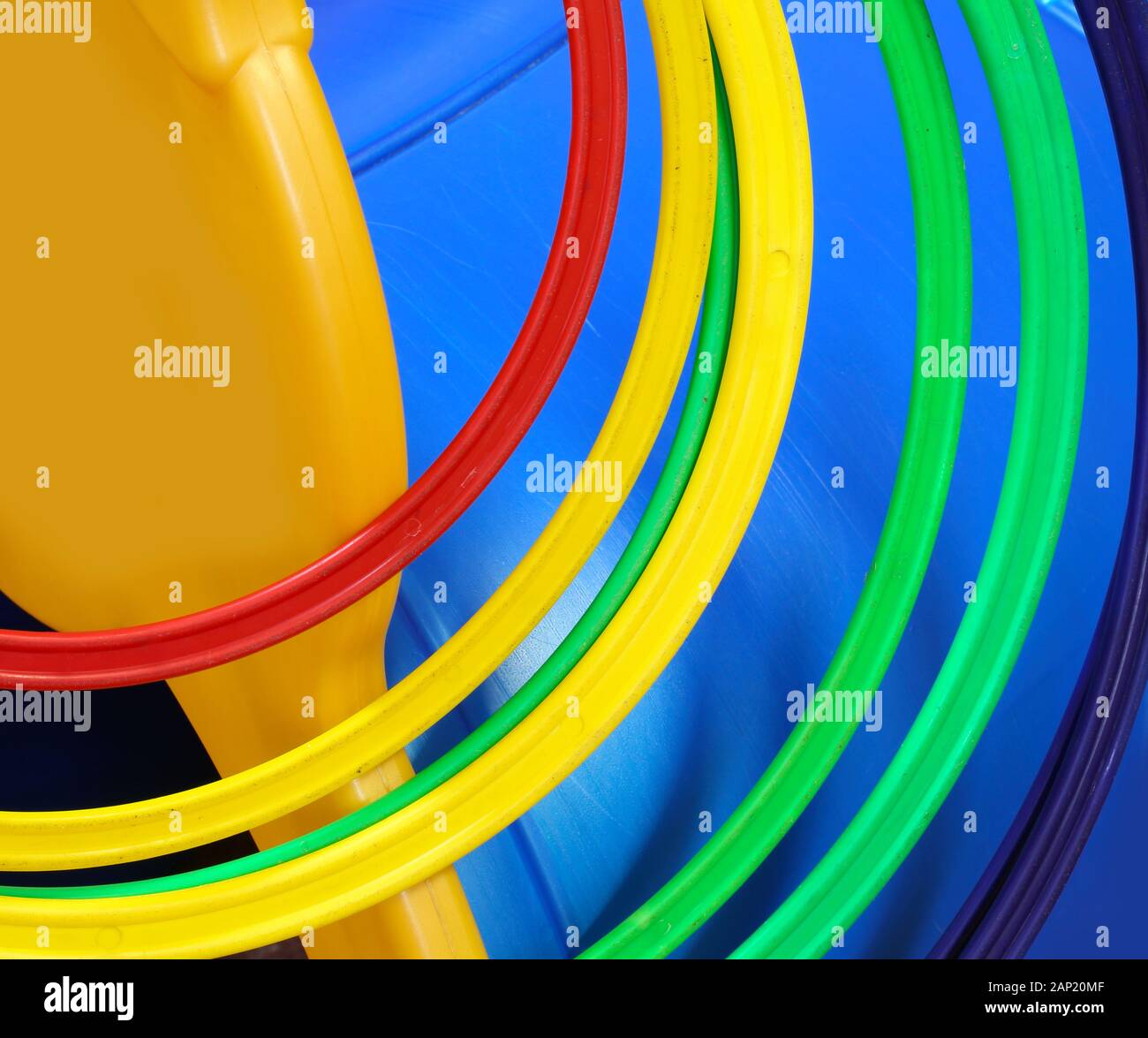 background of many plastic circles in a playground for children Stock ...