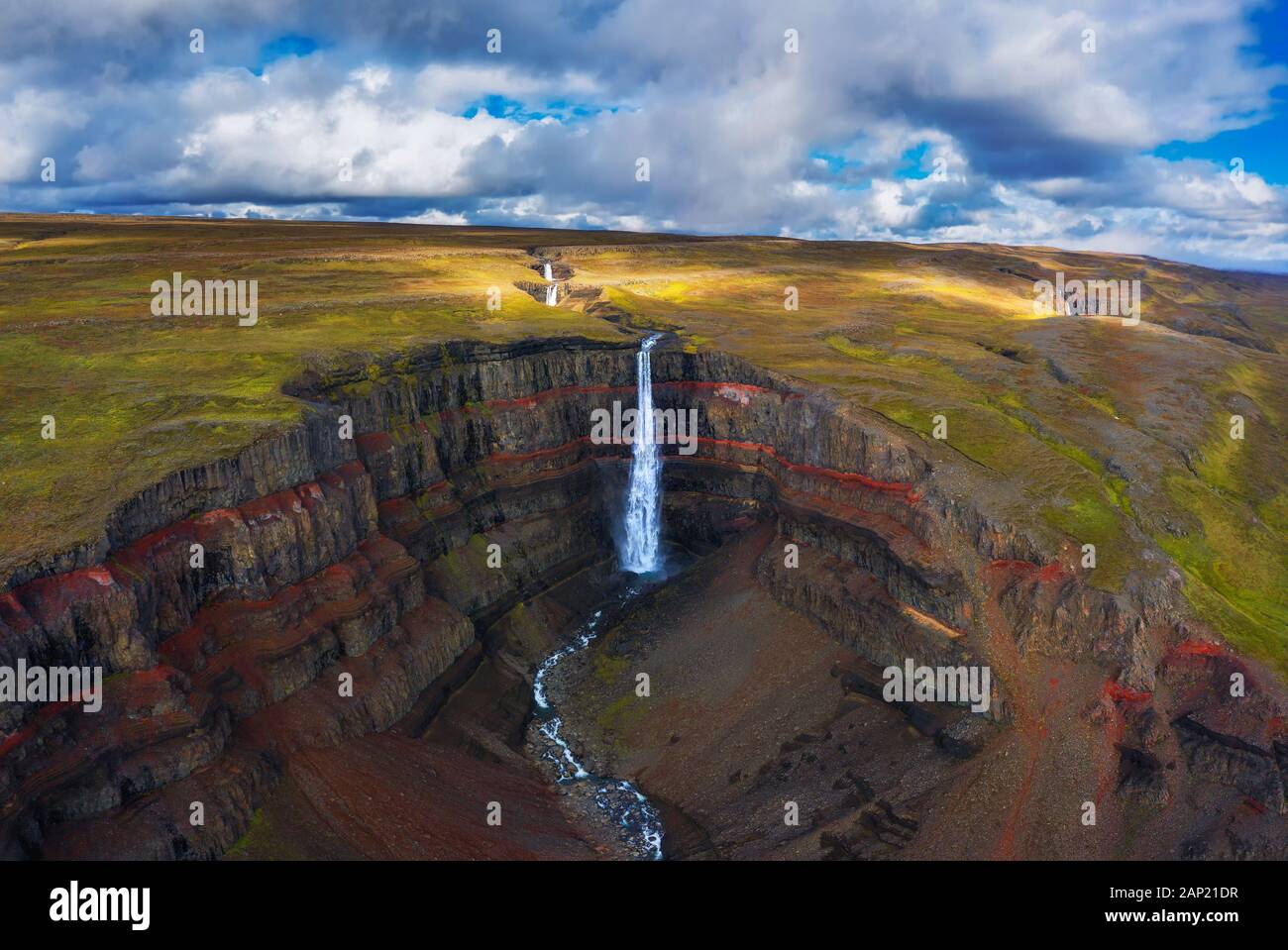 Aerial view of the Hengifoss waterfall in East Iceland Stock Photo - Alamy