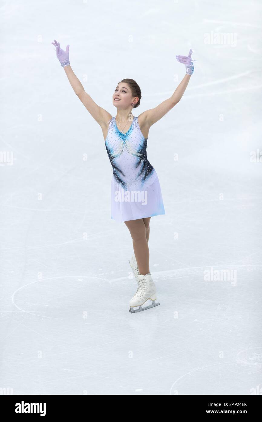 Alena Kostornaia of Russia competes during senior ladies short program ...