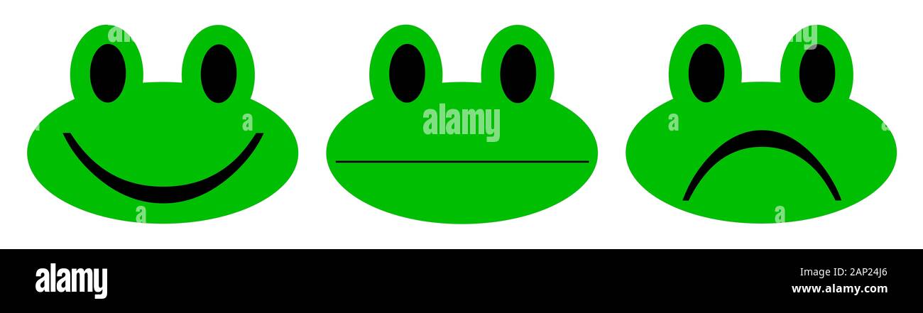 Three frogs, emojis with different moods Stock Photo - Alamy
