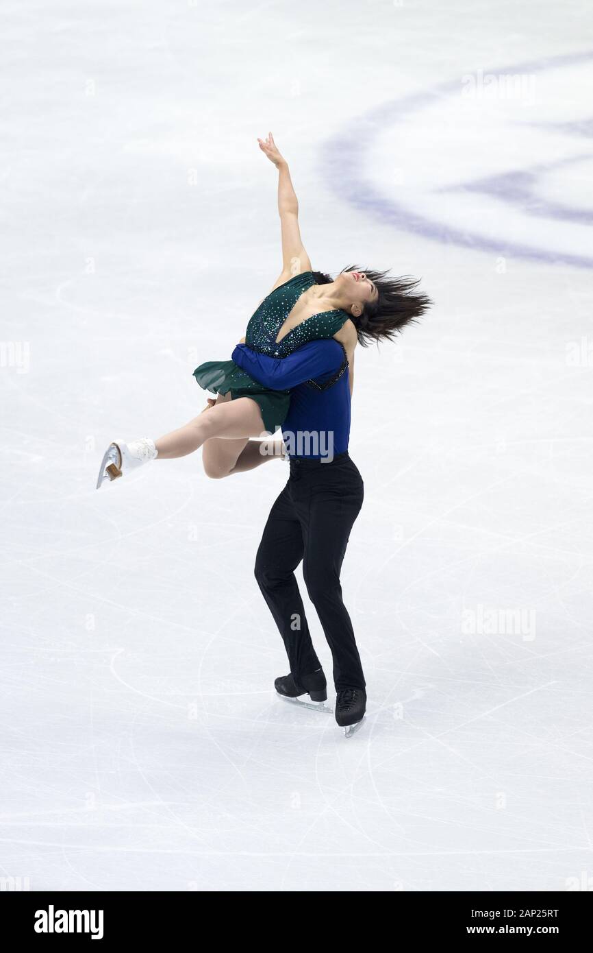 Wenjing Sui and Cong Han of China compete during senior pairs free ...