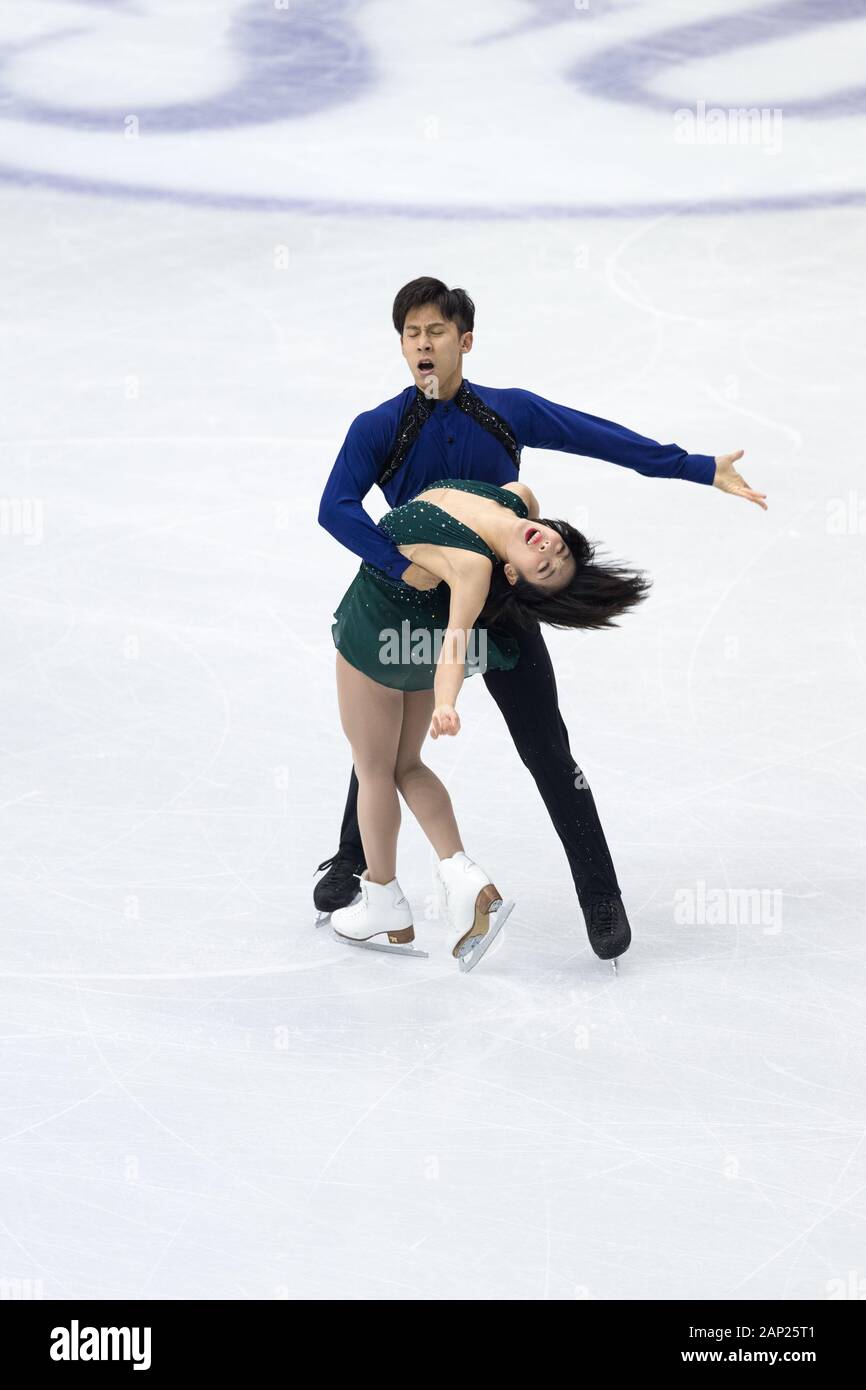 Wenjing Sui and Cong Han of China compete during senior pairs free ...