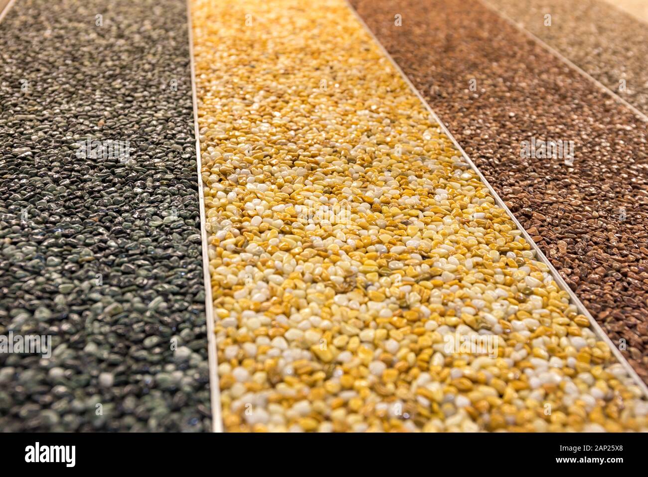 Close up of a natural stone carpet. Decorative stone coating. Slip ...