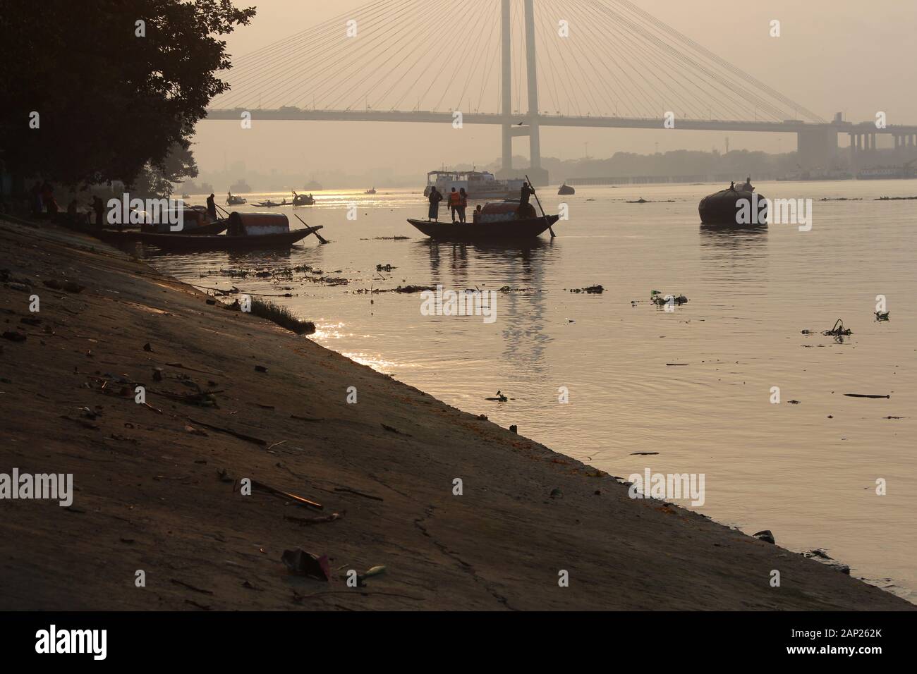 sun setting , ganga, west bengal, india Stock Photo - Alamy