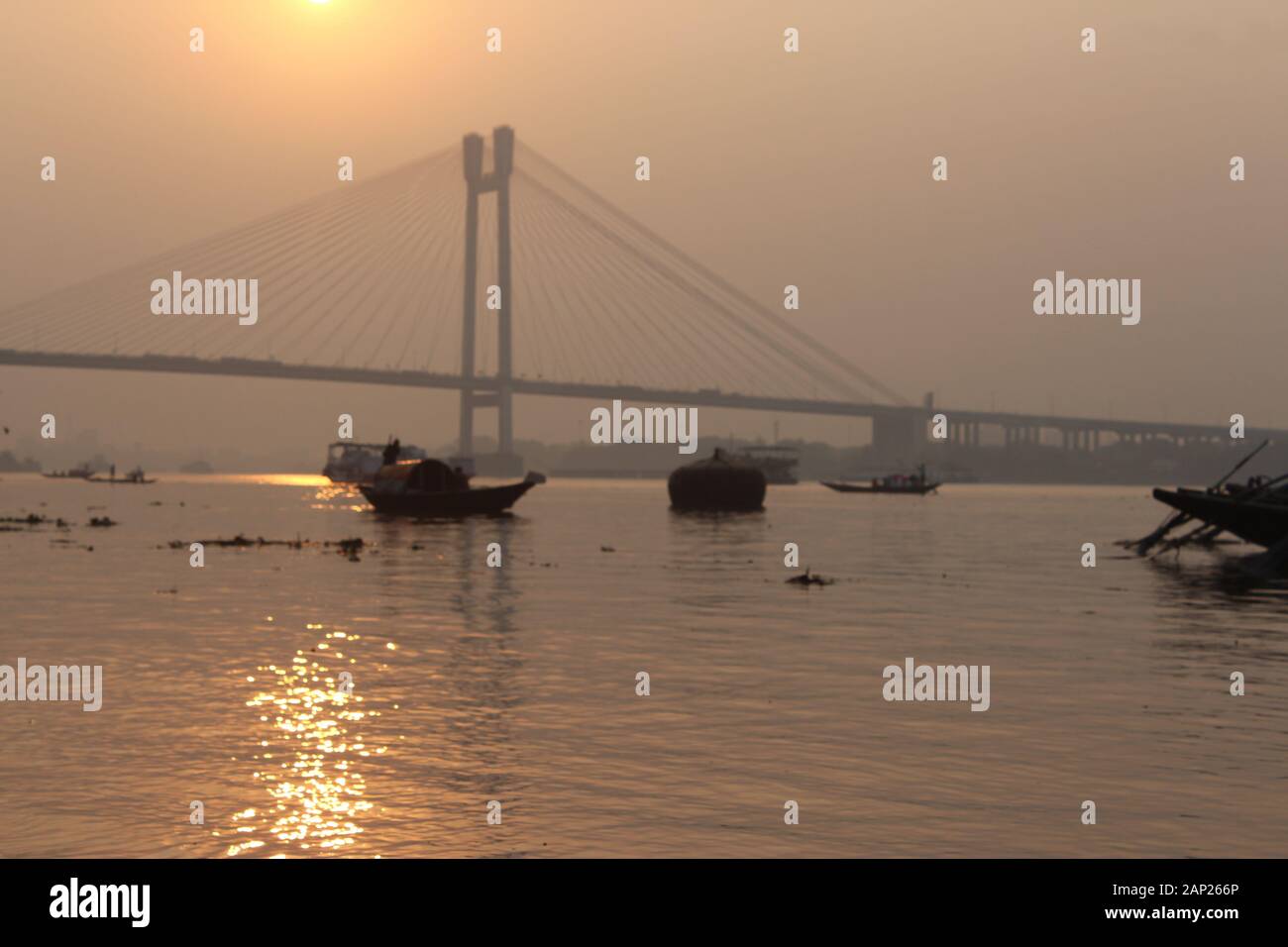 sun setting , ganga, west bengal, india Stock Photo - Alamy