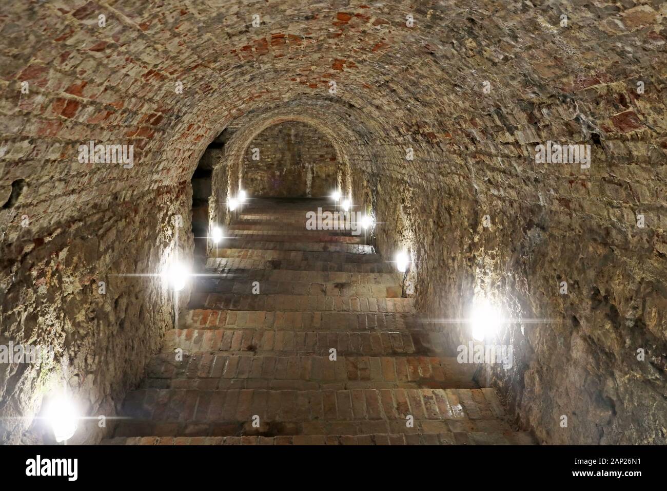 Steps to the basement in the Red Stone Castle near the settlement ...