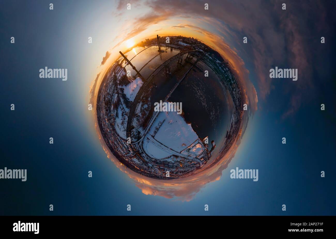 Aerial 360 Panoramic View of the Modern City Stock Photo - Alamy