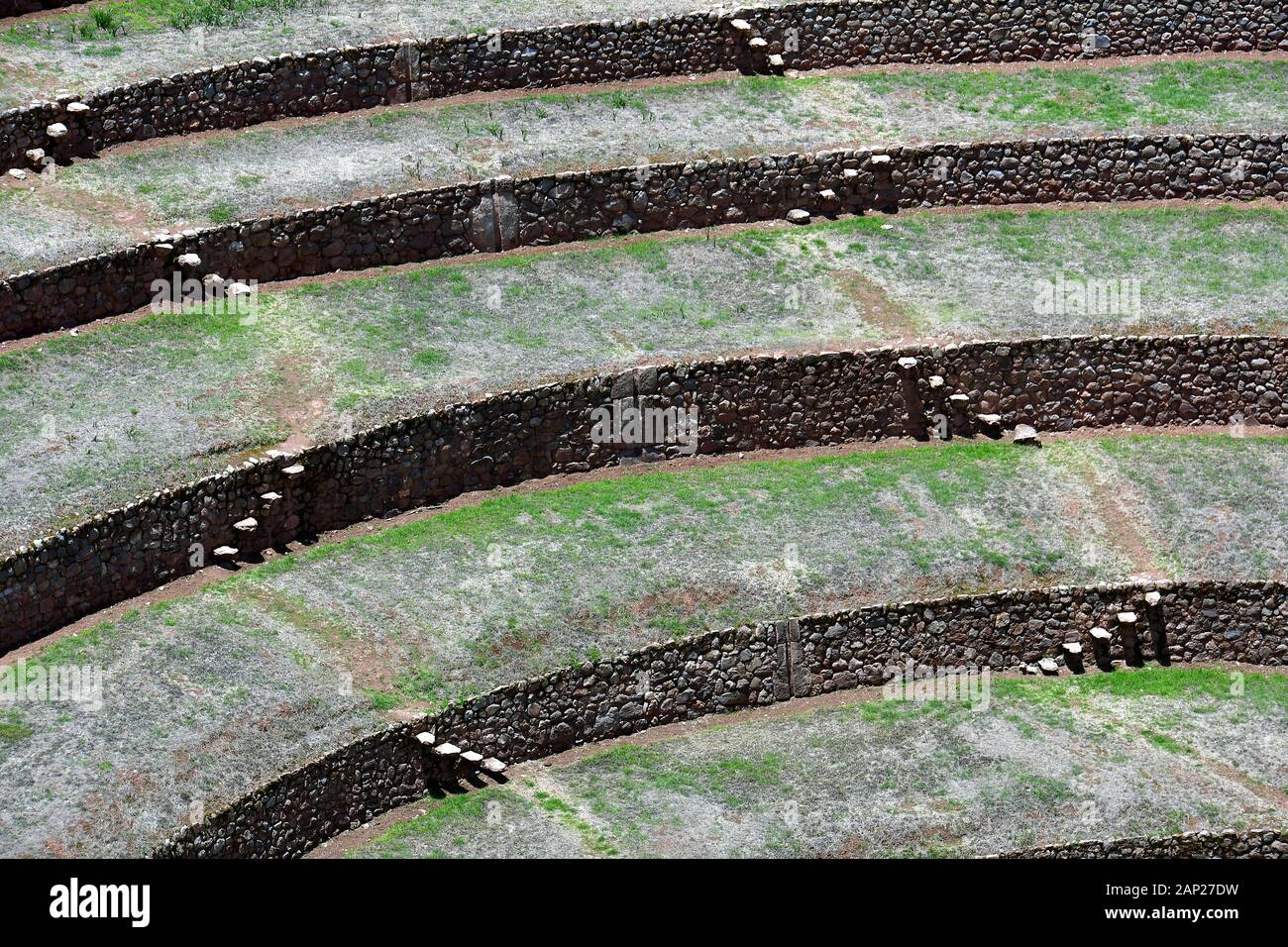 Circles of the old Inca ruins agricultural terraces, Moray, Cusco ...