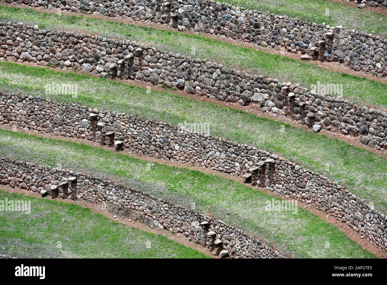 Circles of the old Inca ruins agricultural terraces, Moray, Cusco ...