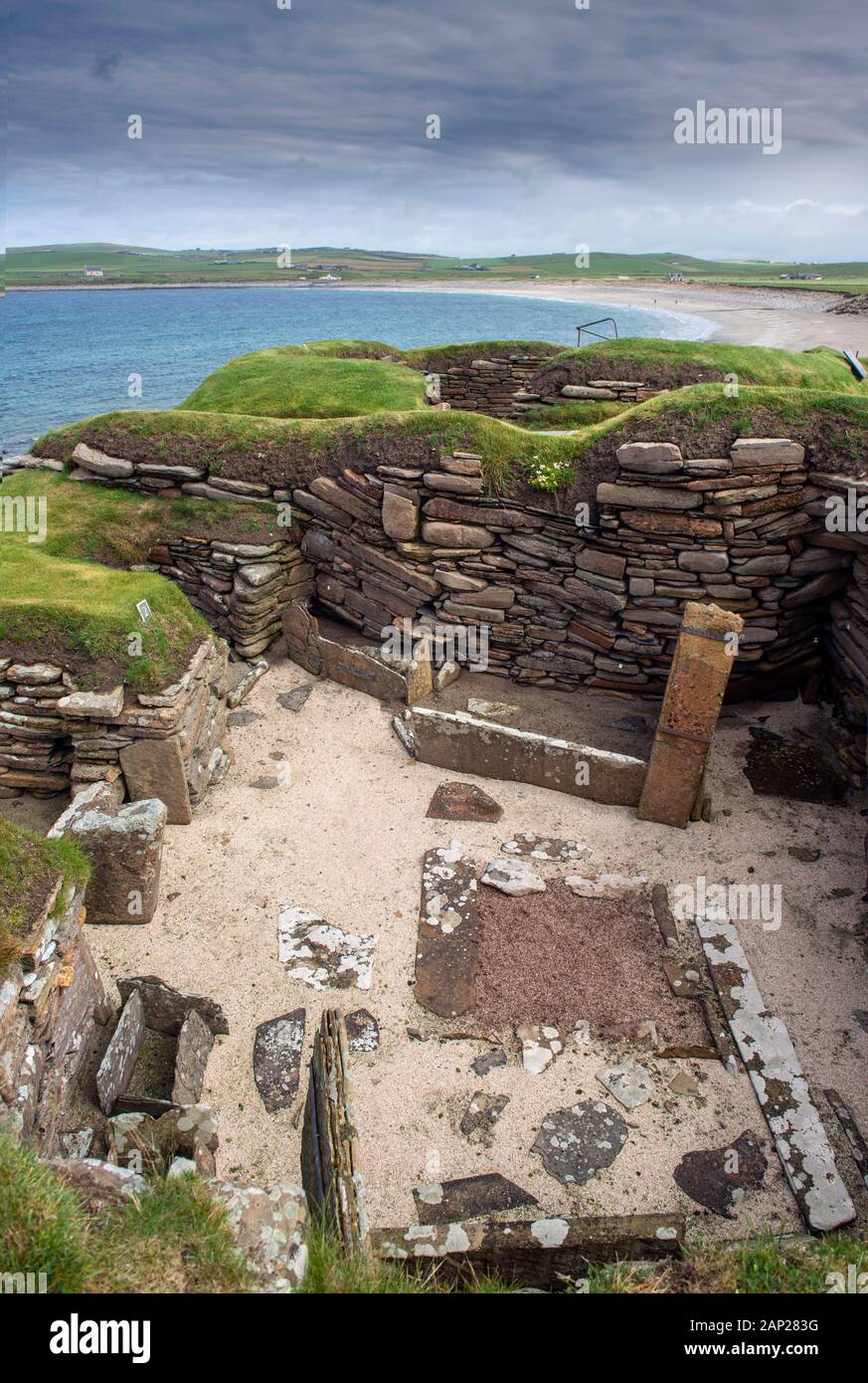 Skara Brae, a stone-built Neolithic village located on the Bay of ...