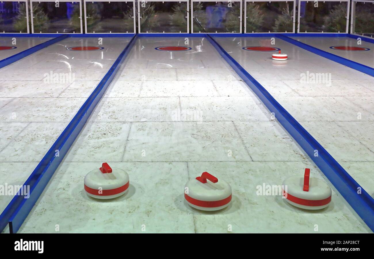 Curling Ice Tracks at Winter Fair Stock Photo - Alamy