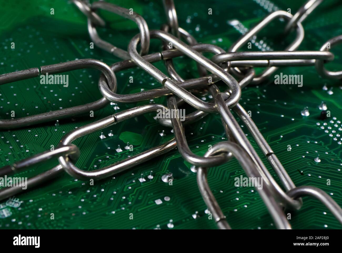 Internet restriction and personal data security concept: Metal chain on ...