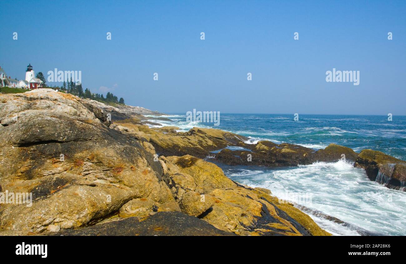 Atlantic Coast, Pemaquid Point, Maine Stock Photo - Alamy