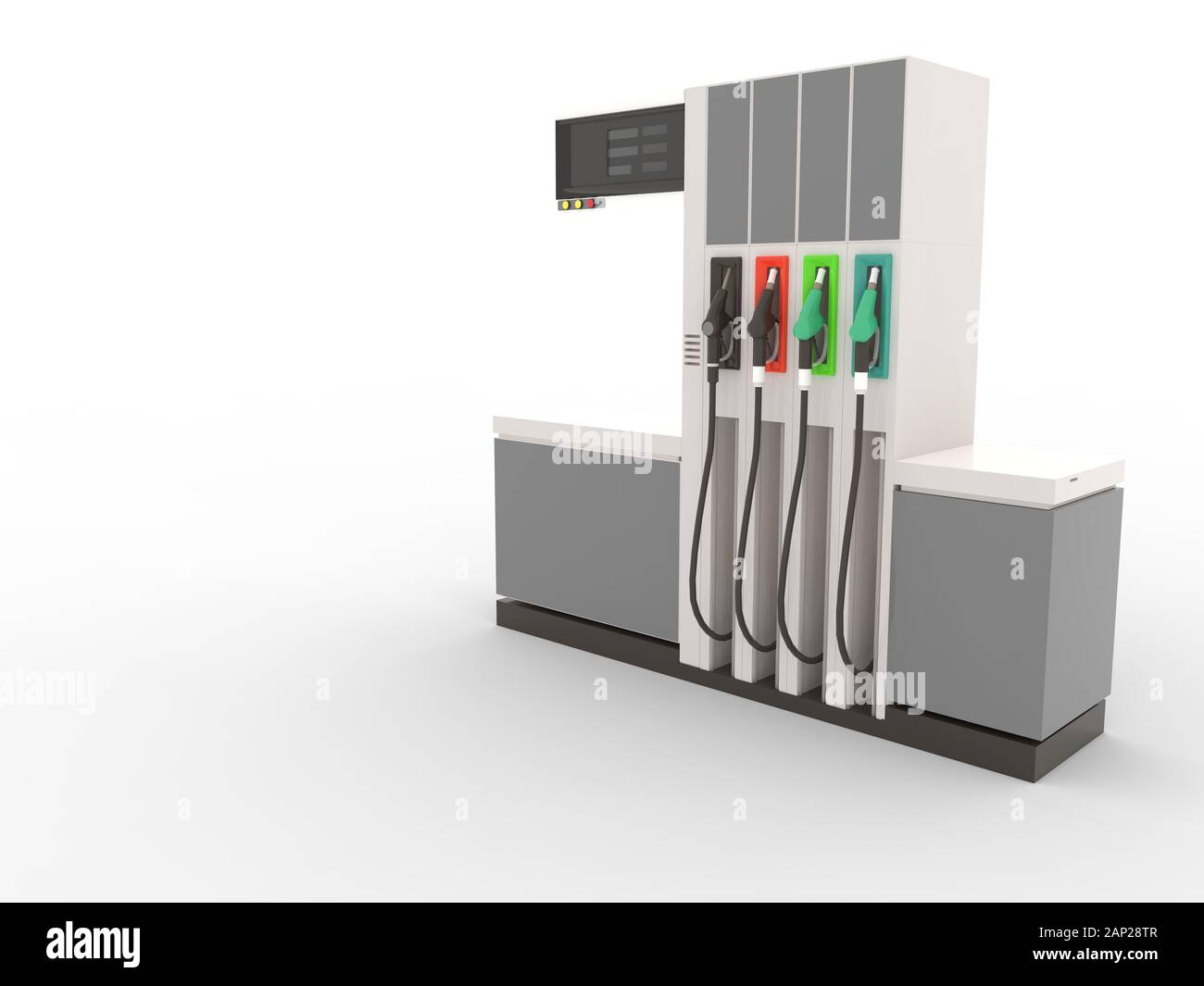 3D rendering of gas station service pumps isolated on white background ...
