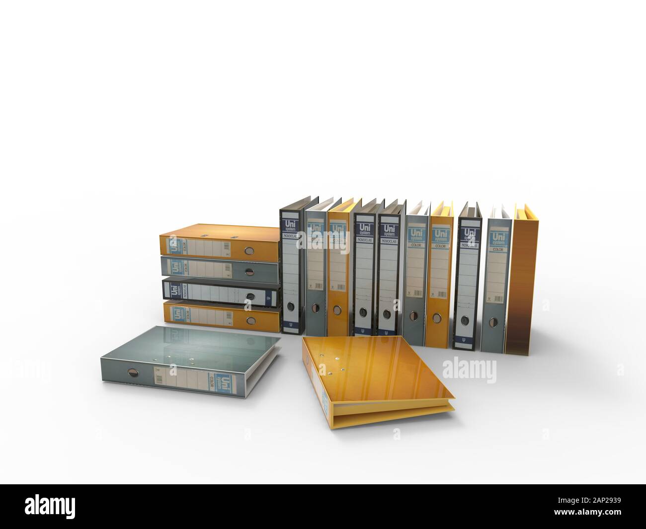 3D rendering of some archive folders isolated in studio background ...
