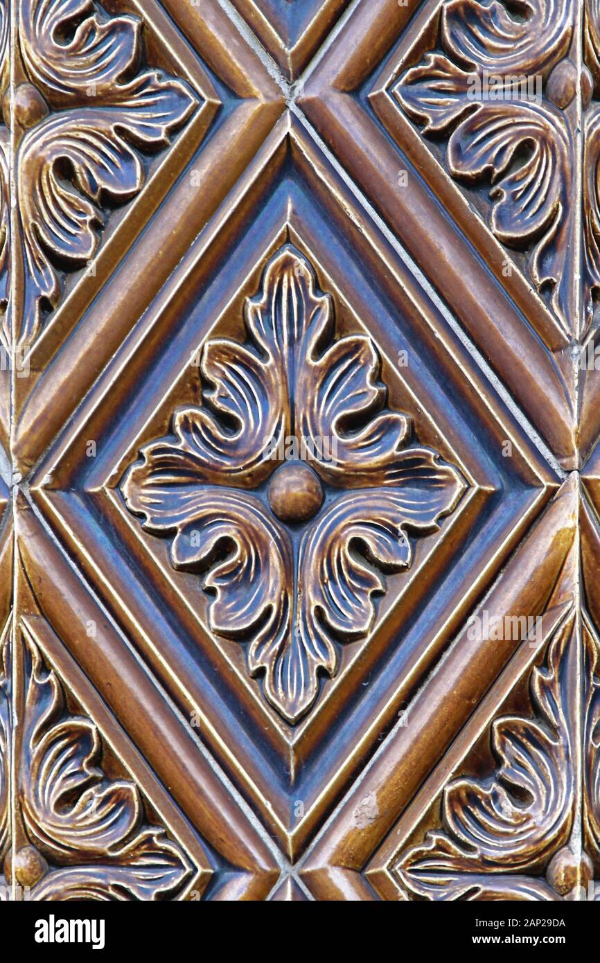 Vintage Medieval Ceramic Tile With Floral Decor Stock Photo - Alamy