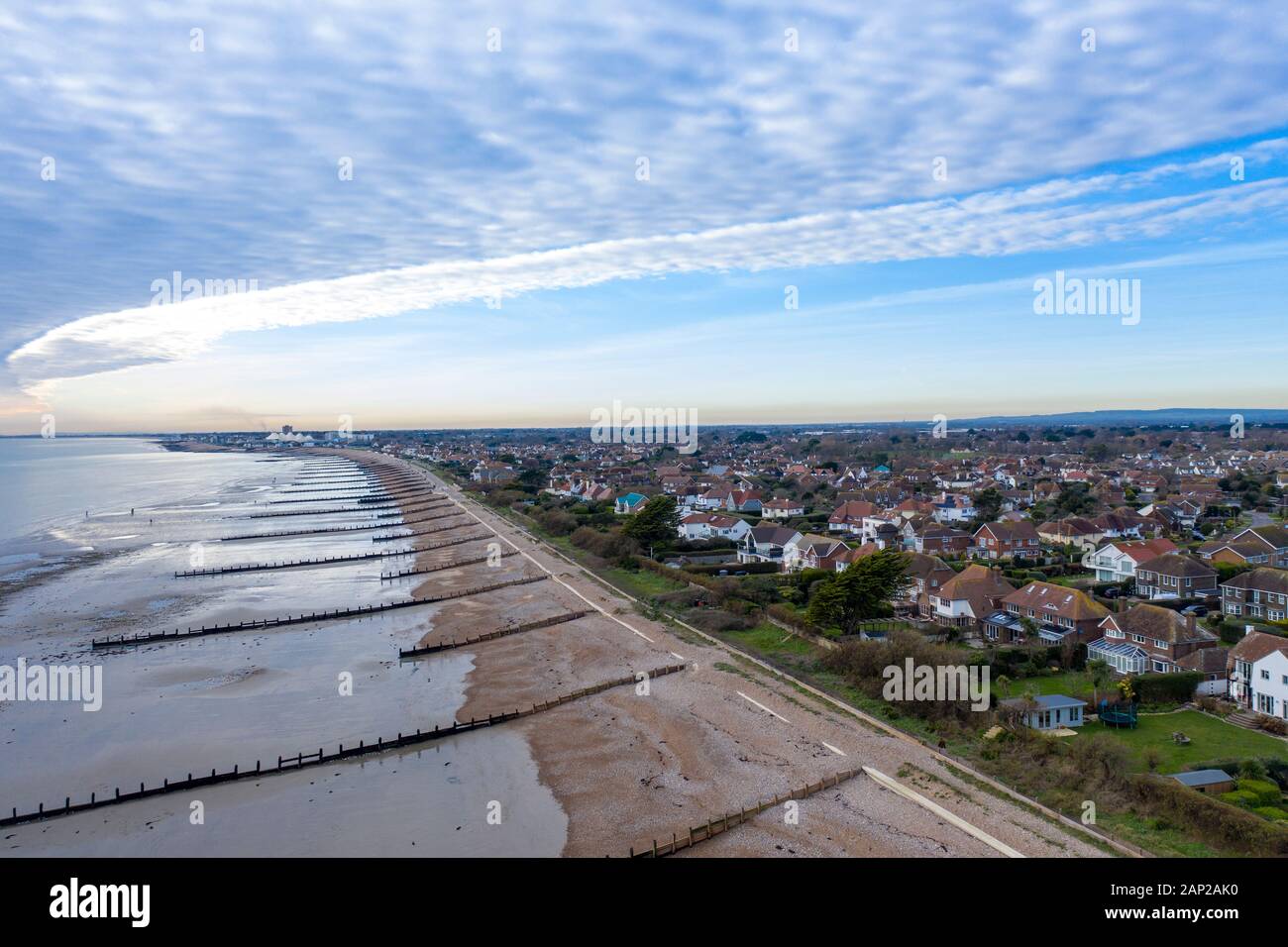 Aerial view of Felpham looking towards Bognor Regis and Butlins Holiday ...