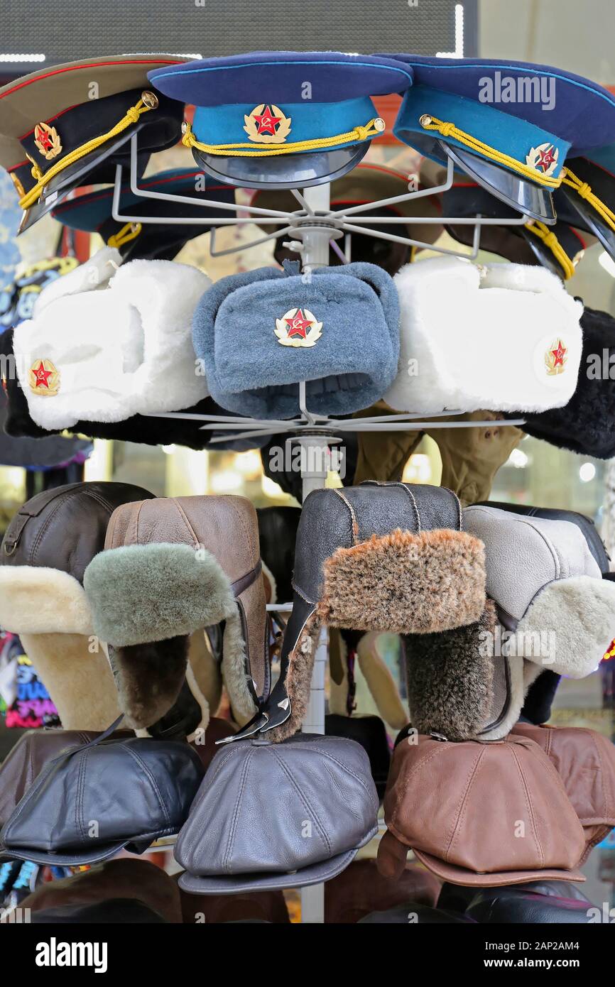 Various Communist Style Hats With Red Star Badge Stock Photo - Alamy