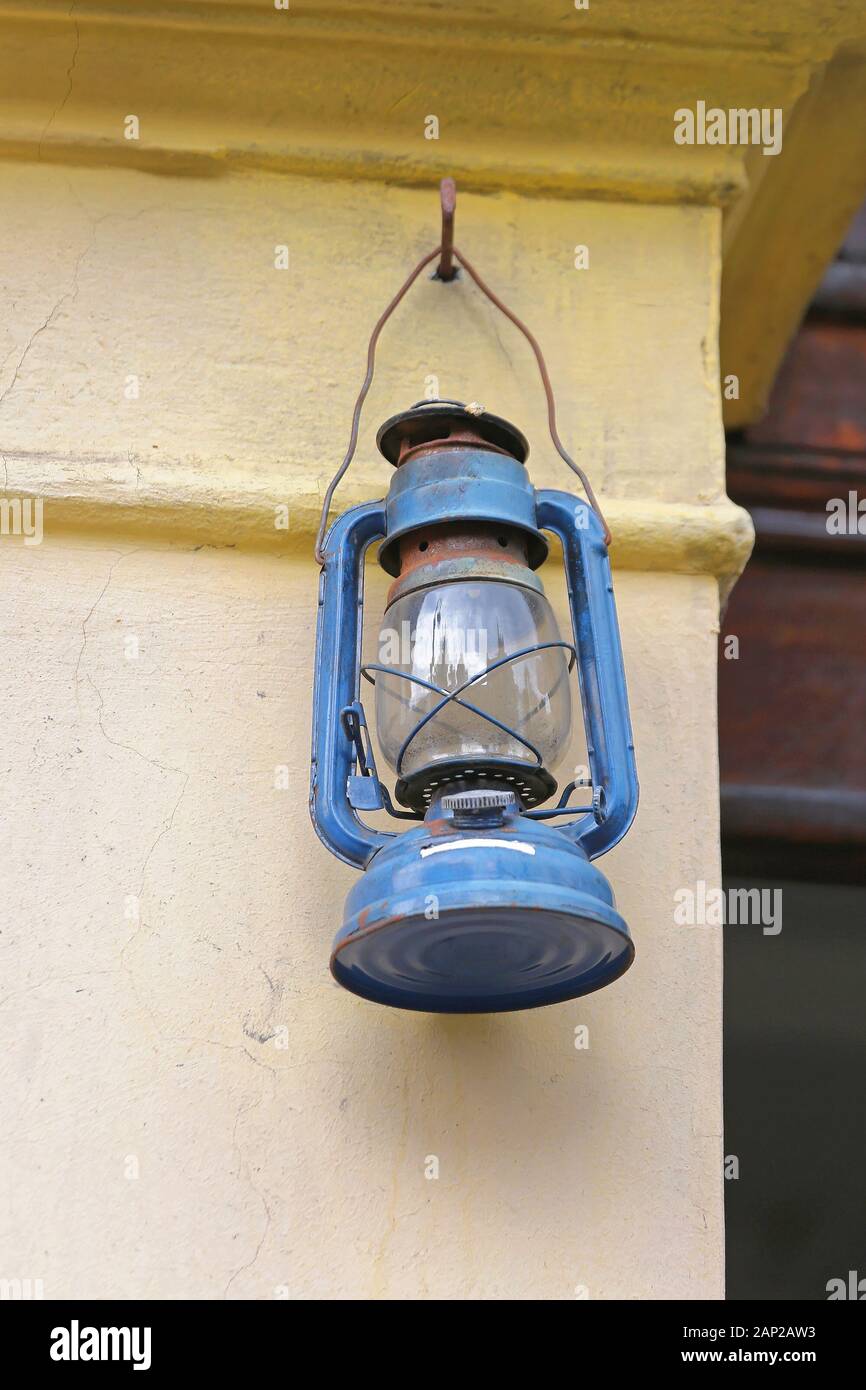 Cold Blast Kerosene Oil Lamp at Wall Stock Photo - Alamy