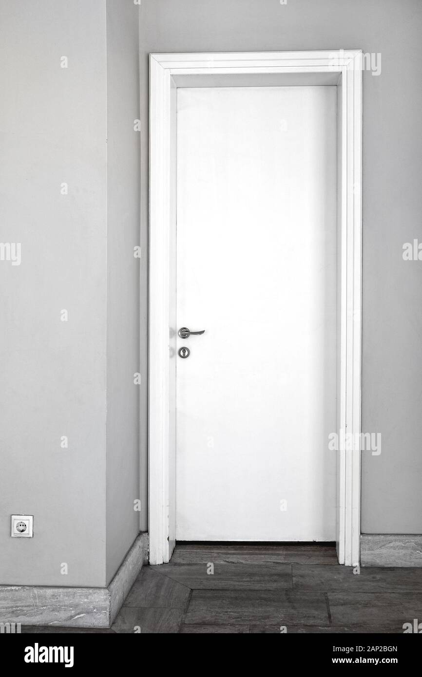 Closed Plane White Door in Home Interior Stock Photo - Alamy