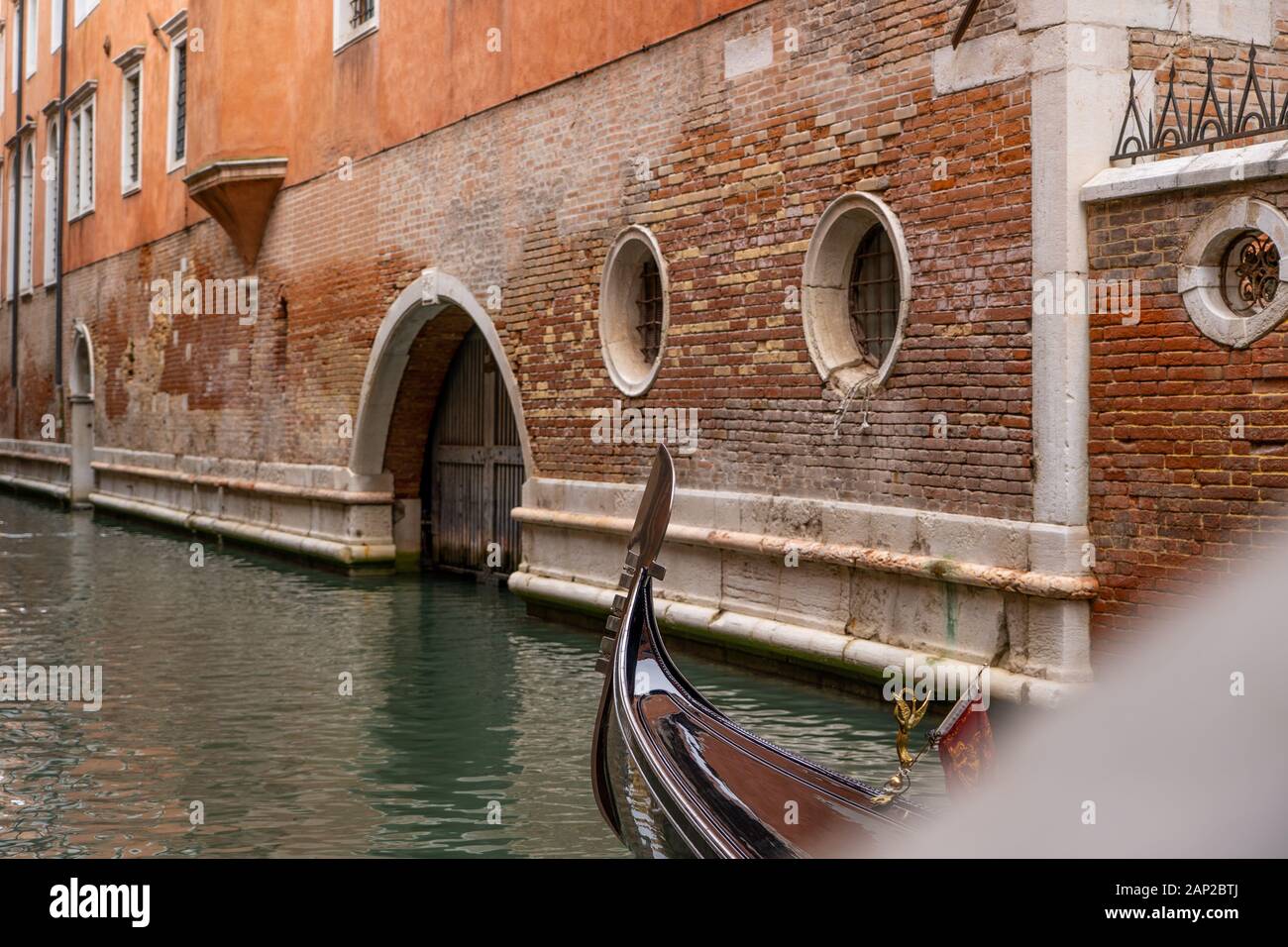 front of a gondola in the heart of venice Italy Europe. beautiful ...