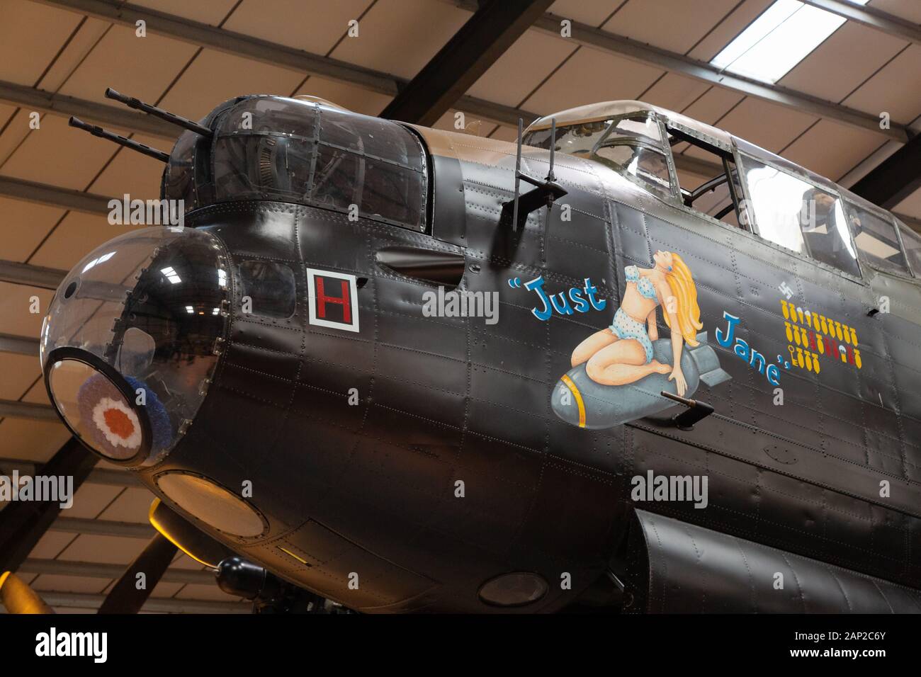 The nose and nose art of Just Jane, a second world war Lancaster Bomber ...
