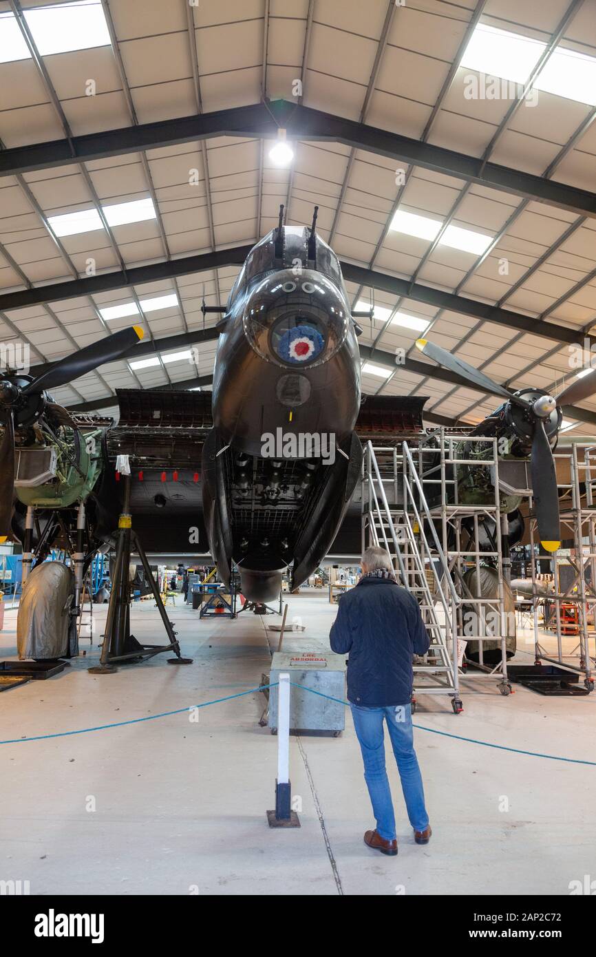 Lincolnshire Aviation Heritage Centre interior with the Lancaster ...