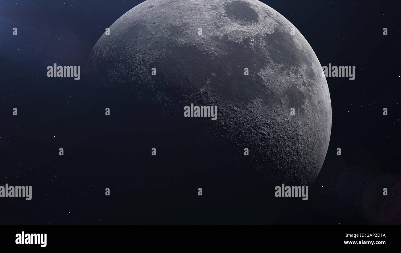 Realistic Moon in the outer space, 3d rendering Stock Photo - Alamy