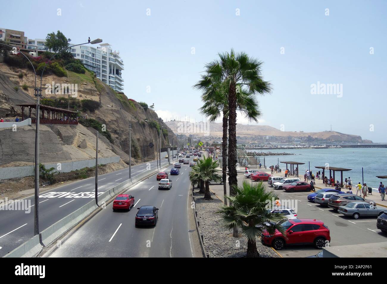 coast, beach, Barranco district, Lima, Peru, South America Stock Photo ...