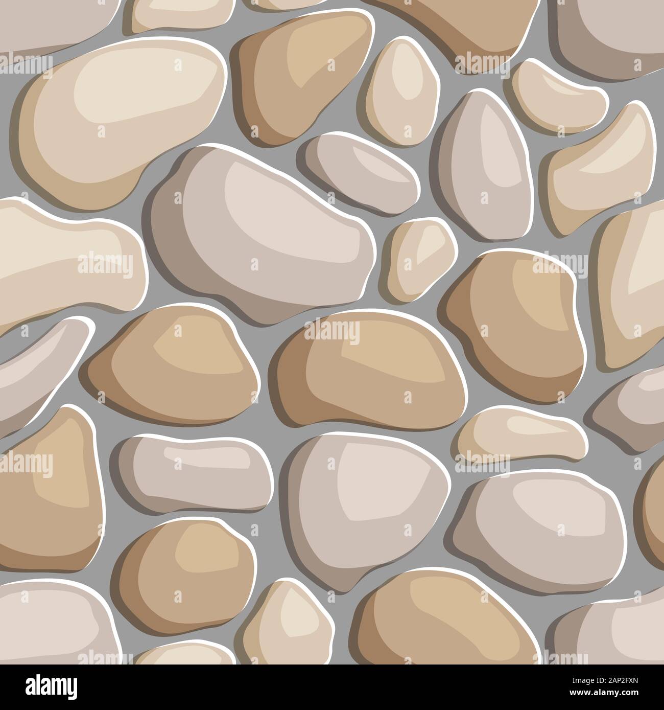 Seamless texture of pebble stone pavement. Repeating pattern of sea smooth rocks background ...