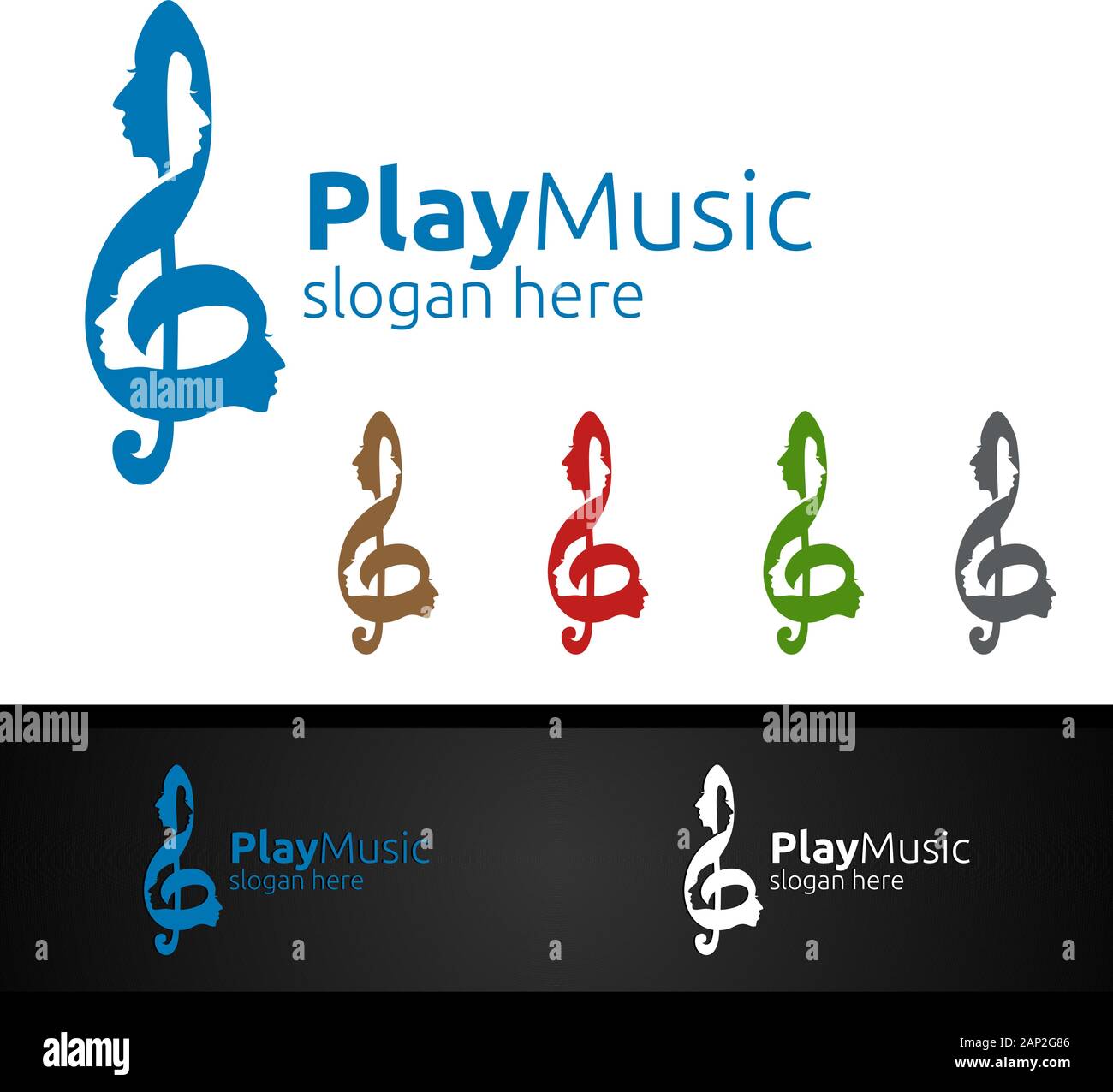 Abstract Music Logo with Note and Face Concept Stock Vector Image & Art ...