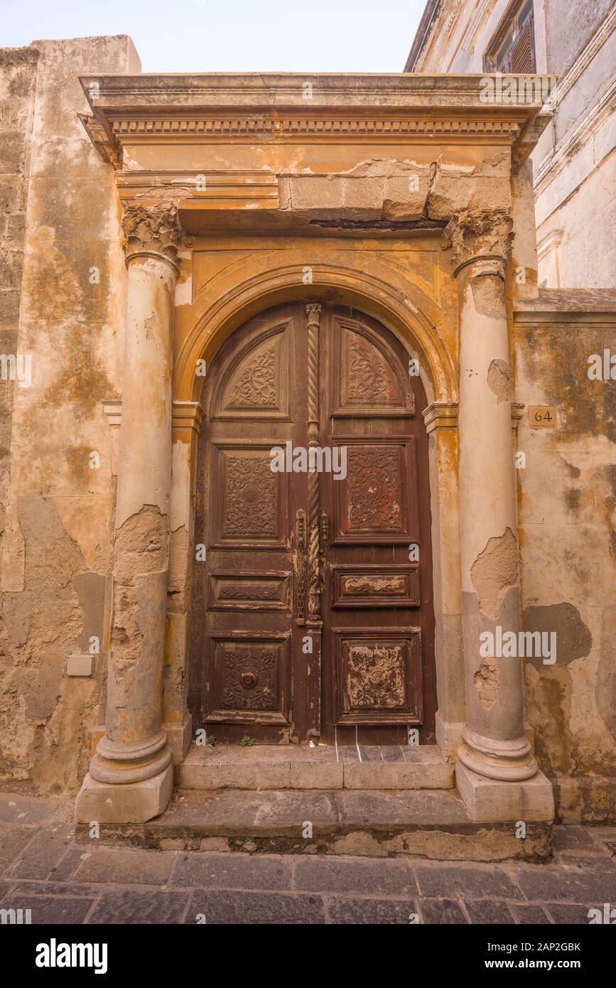 Antique door. Cityscape of medieval city inside of Fortifications of ...