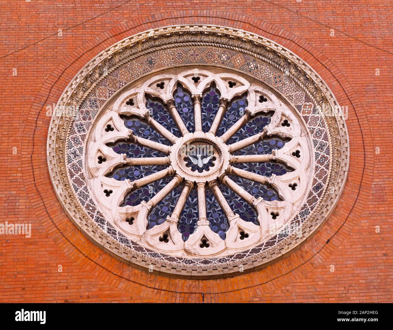 Round window with stained glass at Church in Rome Stock Photo - Alamy