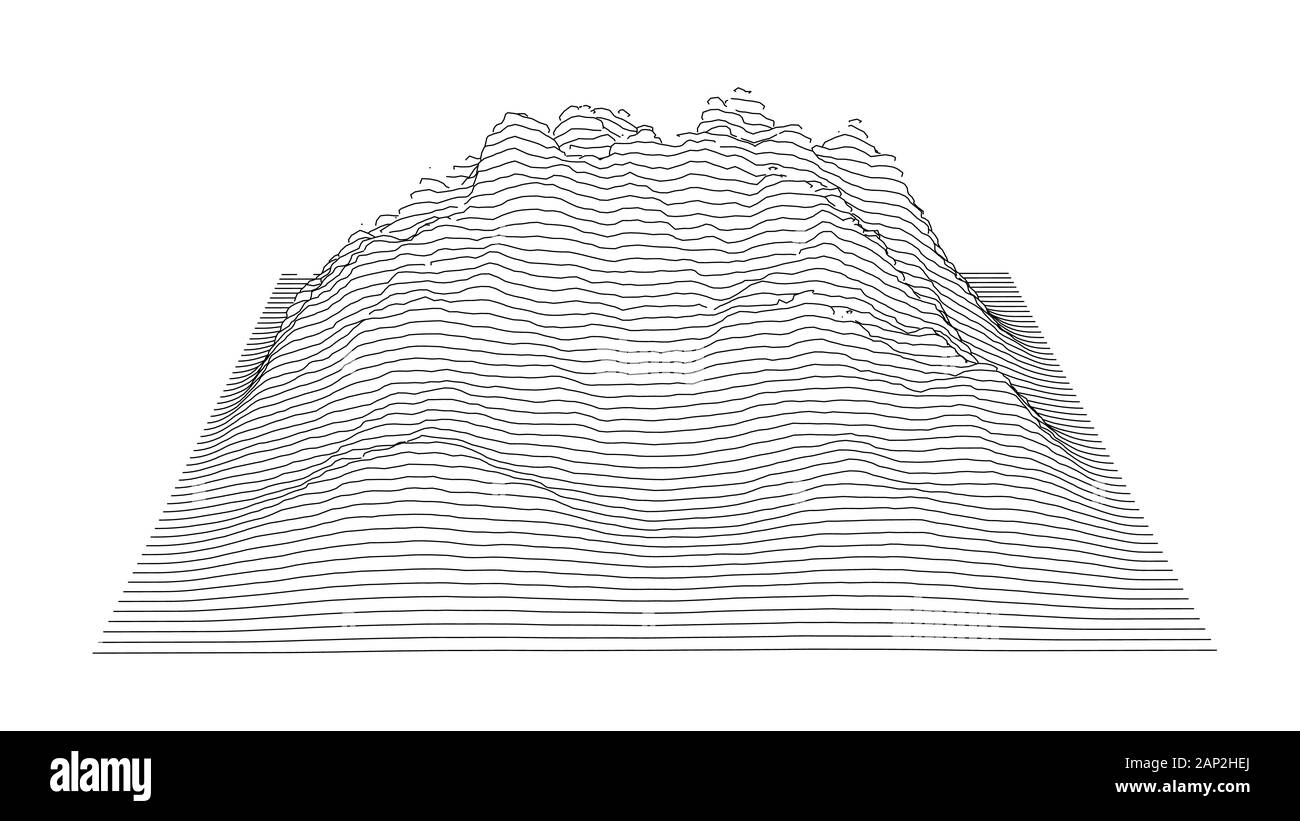 Curve lines in the shape of a part of a mountain range. Vector ...