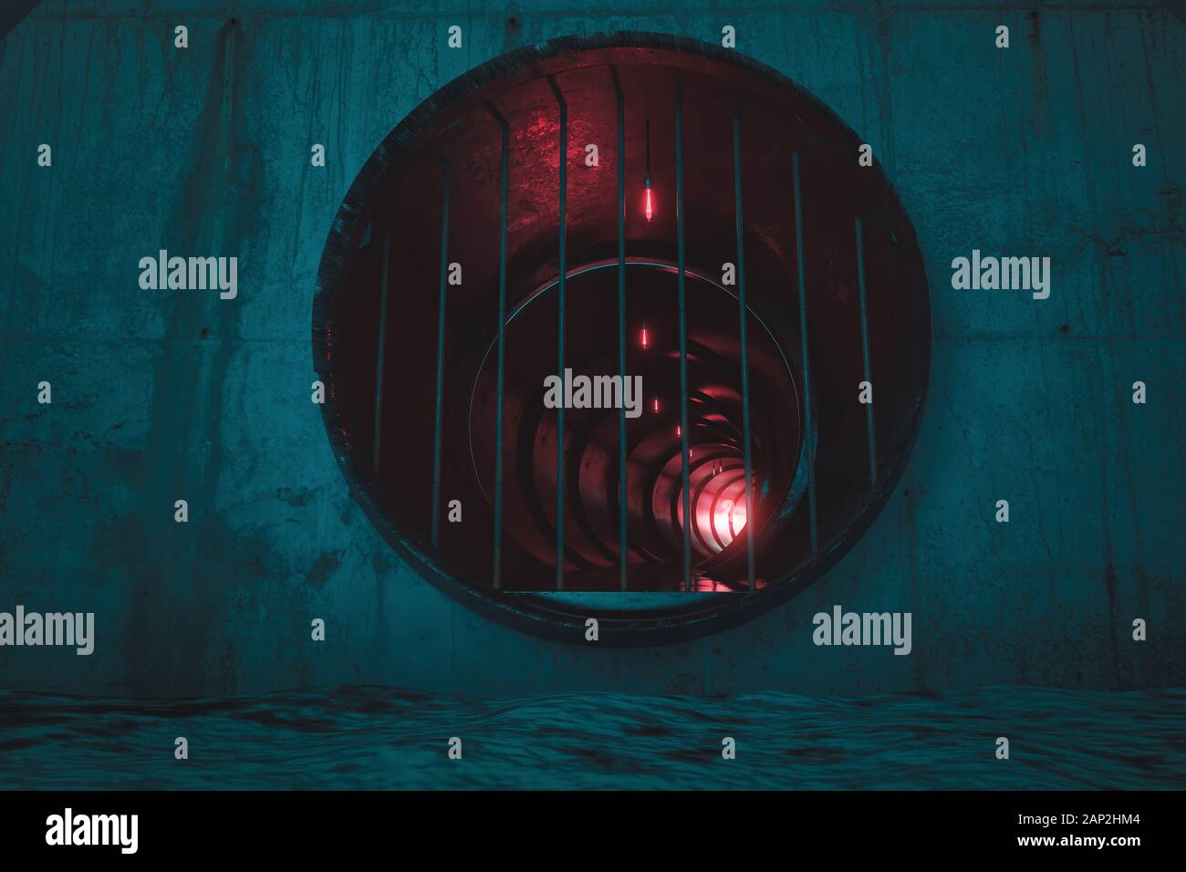 3d rendering of concrete round tunnel with railings Stock Photo - Alamy