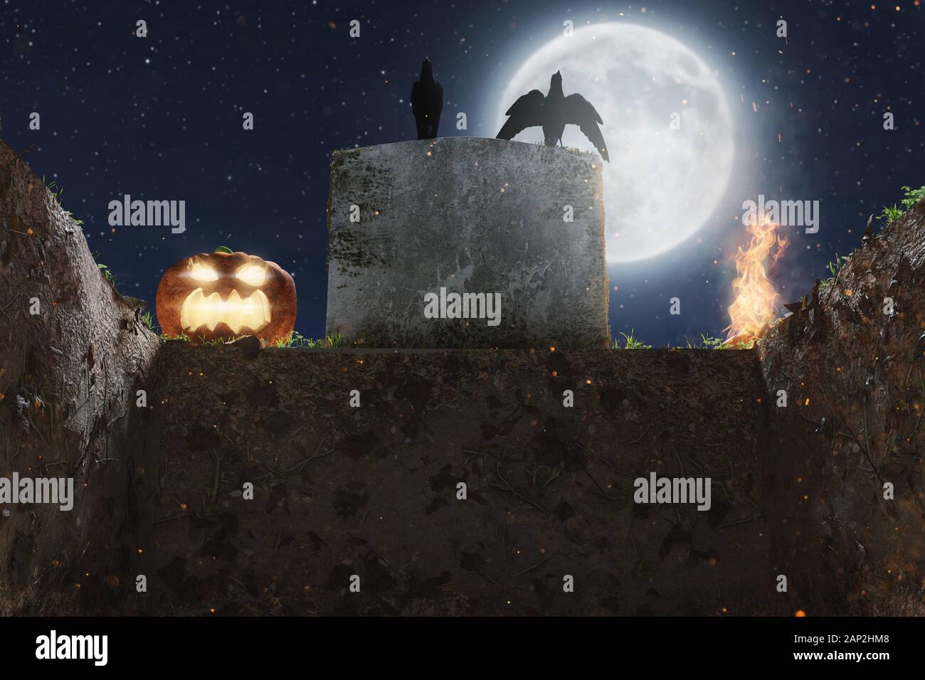 Open grave moonlight hi-res stock photography and images - Alamy