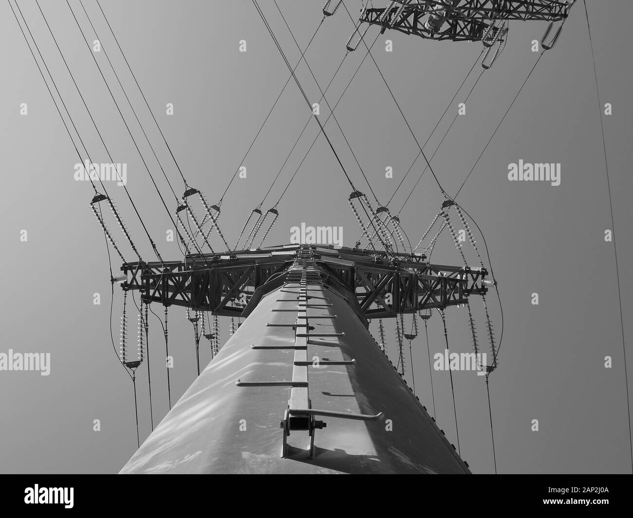 Large electric pole wires Black and White Stock Photos & Images - Alamy