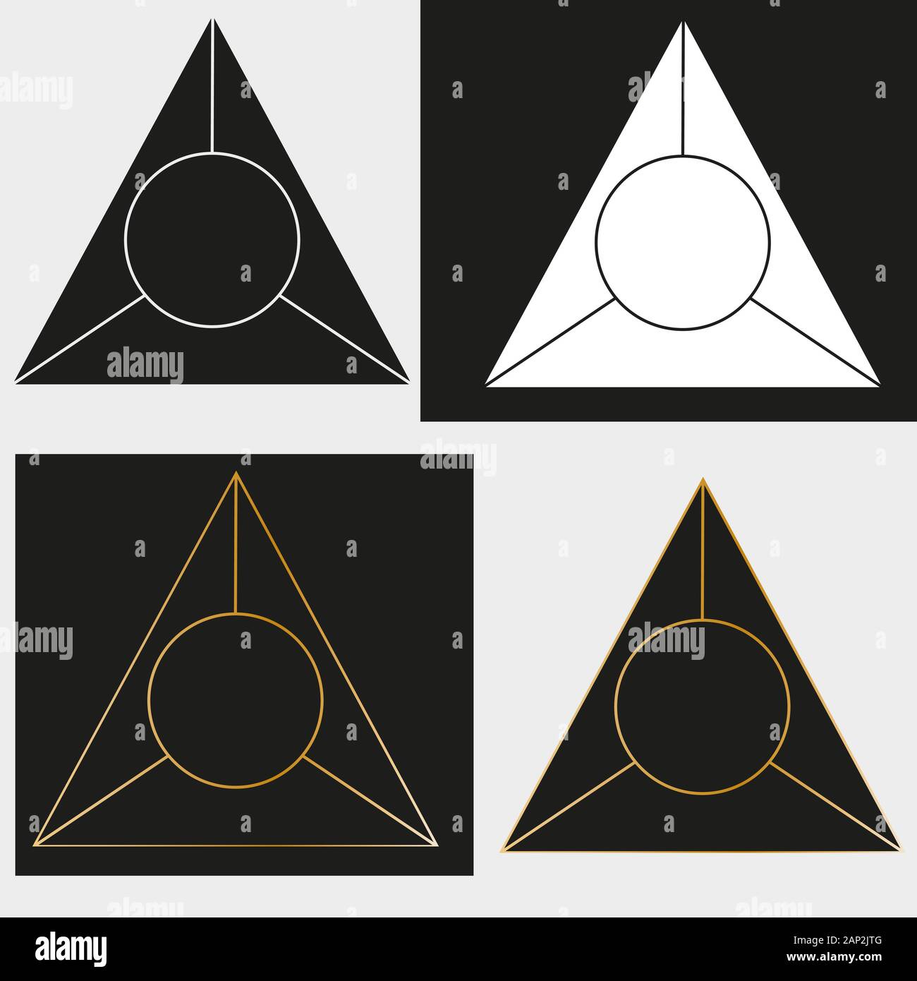 abstract logo in the form of a black cut triangle with a circle in the ...