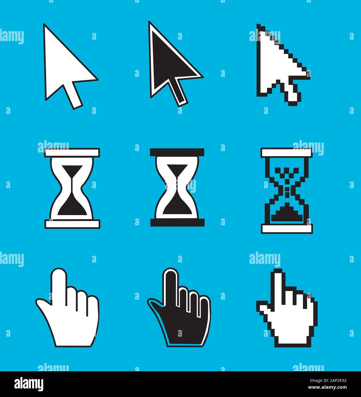 Cursor set - mouse hand arrow hourglass. Vector illustration Stock Vector Image & Art - Alamy