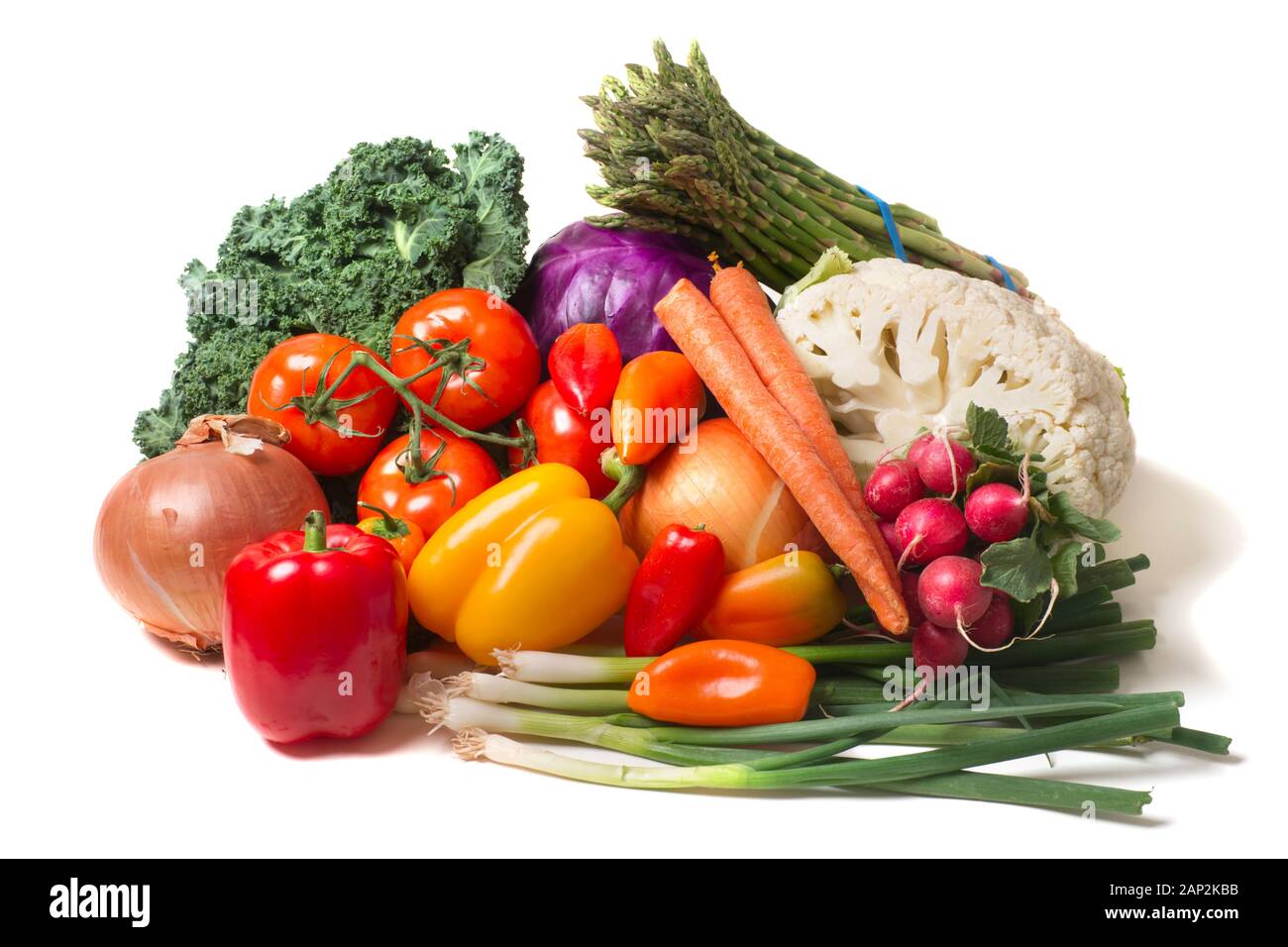 Large colorful grouping of fresh vegetables isolated on white ...