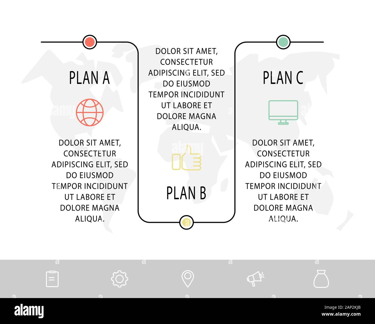 Modern infographic with 3 dots. Line step by step. Used for three ...