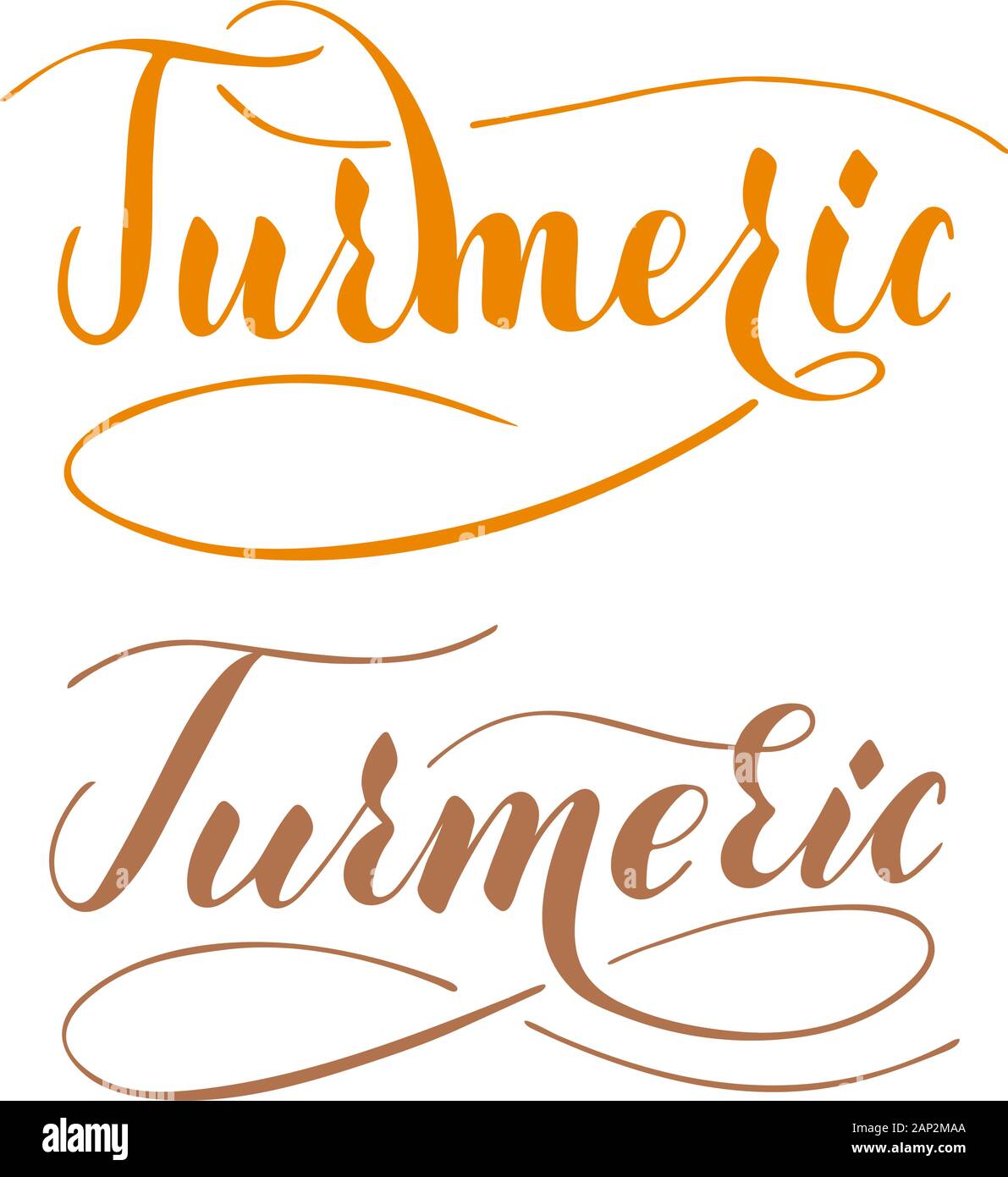 Vector hand written turmeric text isolated on white background. Kitchen ...