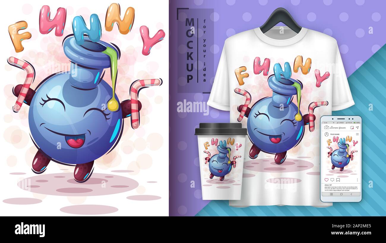 Funny flask poster and merchandising Stock Vector Image & Art - Alamy