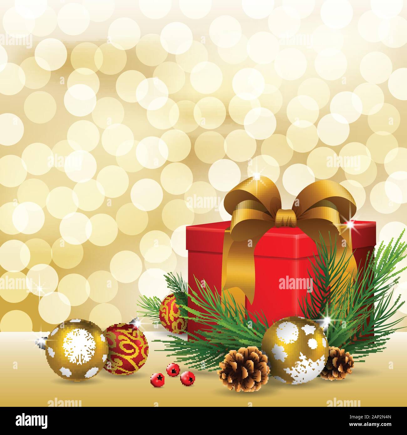 Christmas background with gift box and Christmas ball Stock Vector ...