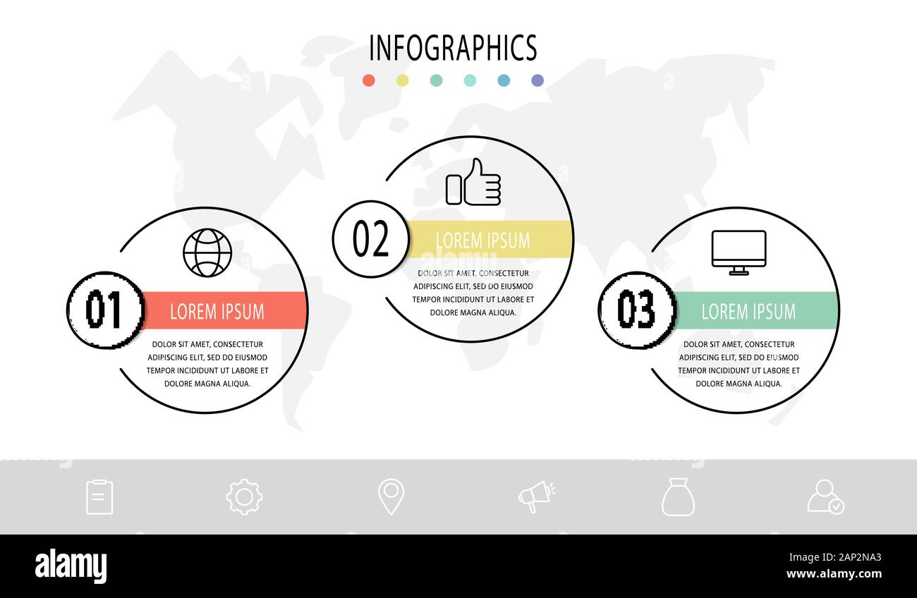 Vector template circle infographics. Business concept with 3 options and parts. Three steps for ...
